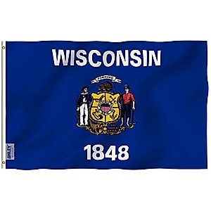 ANLEY Fly Breeze 3x5 Foot Wisconsin State Flag - Vivid Color and Fade Proof - Canvas Header and Double Stitched - Wisconsin WI Flags Polyester with Brass Grommets 3 X 5 Ft