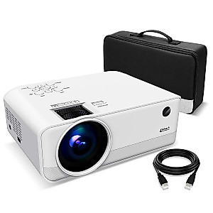 Living Enrichment Mini Projector, 1080P HD Supported Portable Video Projector, 7000 Lumen 50,000 Hours Led Lamp, 200'' Projection Display, Compatible with HDMI VGA USB DVD for Home Entertainment