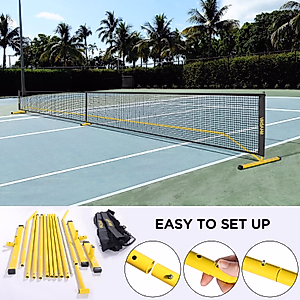 5.0 Upgraded Portable Pickleball Net System 22FT Full Court Official Regulation Size Pickle Ball Nets Indoor & Outdoor with Court Line Marker & Carrying Bag