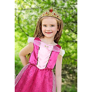 Latocos 17 Pcs Girls Princess Dress Up Trunk Role Play Cosplay Set with Princess Shoes Crown Accessories Princess Costume for Kids Age 3-6 Years