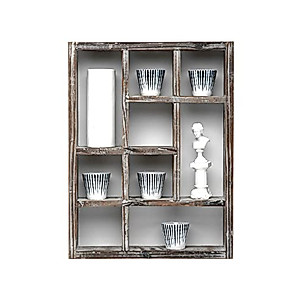 J JACKCUBE DESIGN Rustic Multi-Slot Shelf Cube Display 9 Compartment Shadow Box Wall mountable Shelf for Collection Square Freestanding Case Farmhouse Décor - MK570A (Rustic Wood)