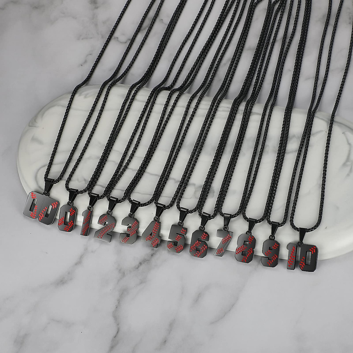 AIAINAGI Baseball Number Necklace for Men 00-99 Athletes Jersey Number Necklace Stainless Steel Chain Baseball Charm Pendant Personalized Baseball Gift for Men（99）