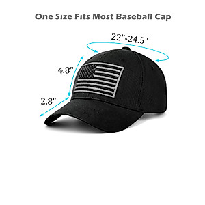 LCZTN 2 Pack American Flag Baseball Cap for Men Women,Low Profile USA Plain Dad Hat (Black＆Grey)