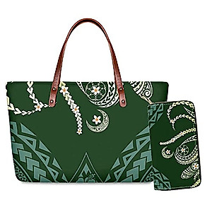 Green Tribal Floral Shoulder Bag Organizer for Women Top Handle Small Tote Handbag & Purse with Zipper Fashion Pocketbook