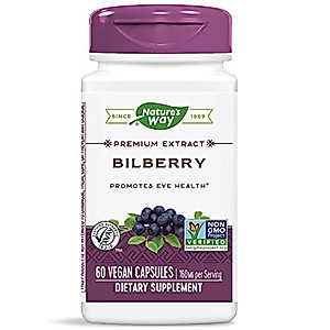 Nature's Way Premium Extract Bilberry 36% Anthocyanins 160 mg Potency 60 Vcaps