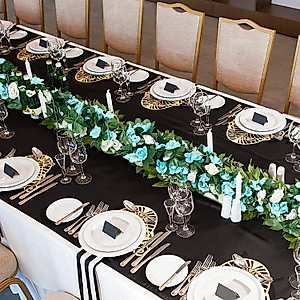 WEISPARK Fake Flowers - 4pcs 8.2 FT Artificial Rose Vine Flower Plants Hanging Rose Ivy for Home Hotel Office Wedding Party Garden Craft Art Décor (Blue&White)