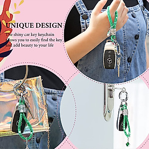 Bling Crystal Car Keychain for Women, Keychain Accessories With Bling Rhinestones, Fashionable Car Key Chain for Car Keys for Honda/MercedesBenz/Audi/BMW/Hyundai/Nissan/Mazda/Chvey/Toyota (Green)