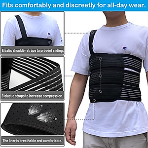 Rib Belt Chest Binder for Broken Injury Ribs, Elastic Rib Brace Compression Support to Reduce Rib Cage Pain, Fractured, Dislocated and Post-Surgery Ribs (L (33" to 43"))
