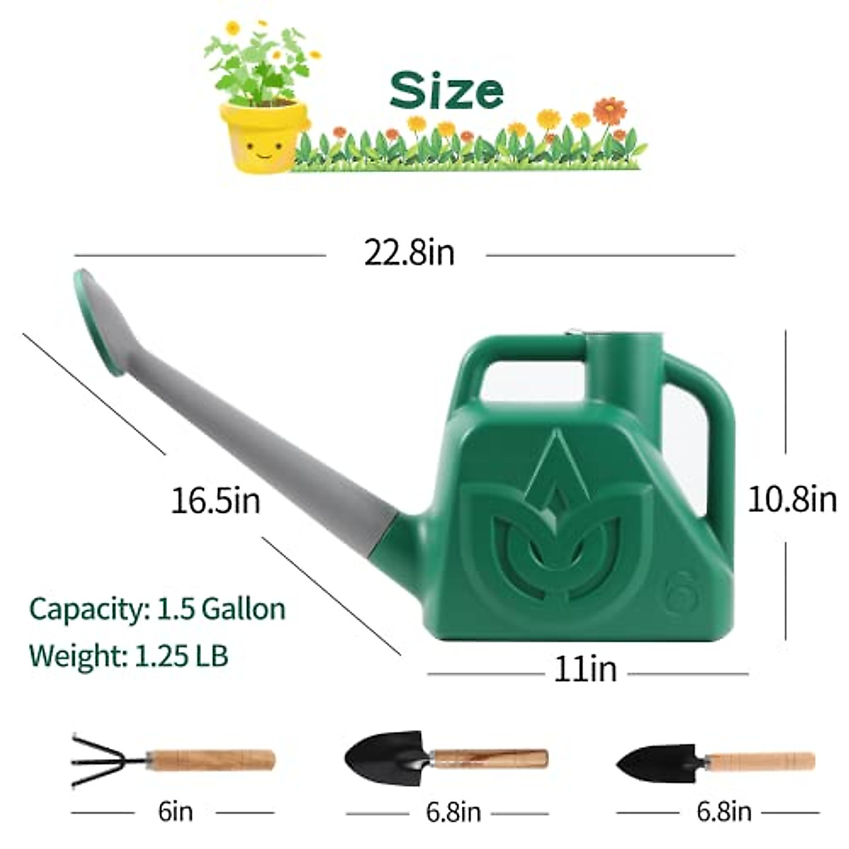 Watering Can for Outdoor Plants, 1.5 Gallon Plastic Watering Cans with Removable Sprinkler and Long Spout, Garden Water Can for Indoor Outdoor Plants, Flowers, Succulents