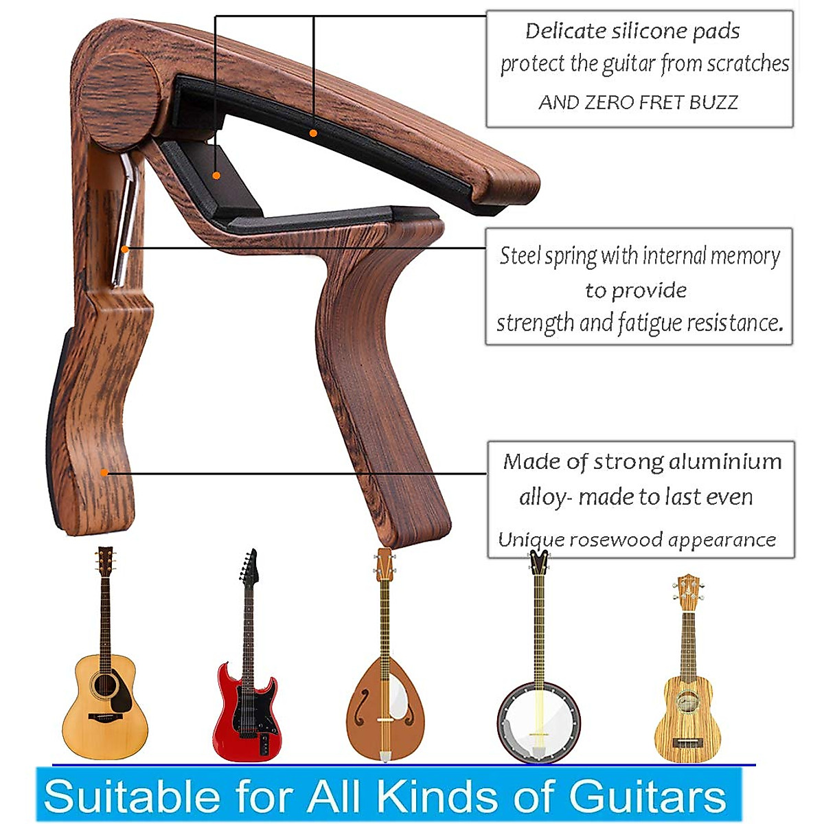 Capo,Sound harbor Guitar Capo Professional Quick-Change Capo for Acoustic Electric Guitar,Ukulele,Mandolin,Banjo