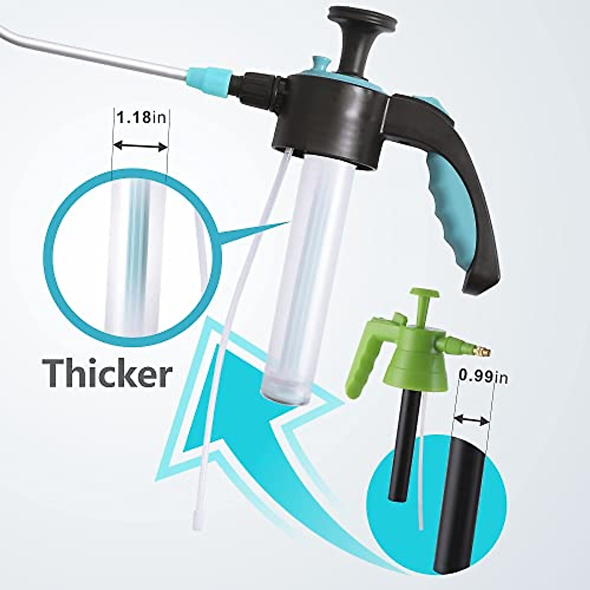 Itisll Manual Garden Sprayer Hand Lawn Pressure Pump Sprayer Safety Valve Adjustable Brass Nozzle with Extended Spray Wand, Durable Polyethylene Rod 0.5 Gal