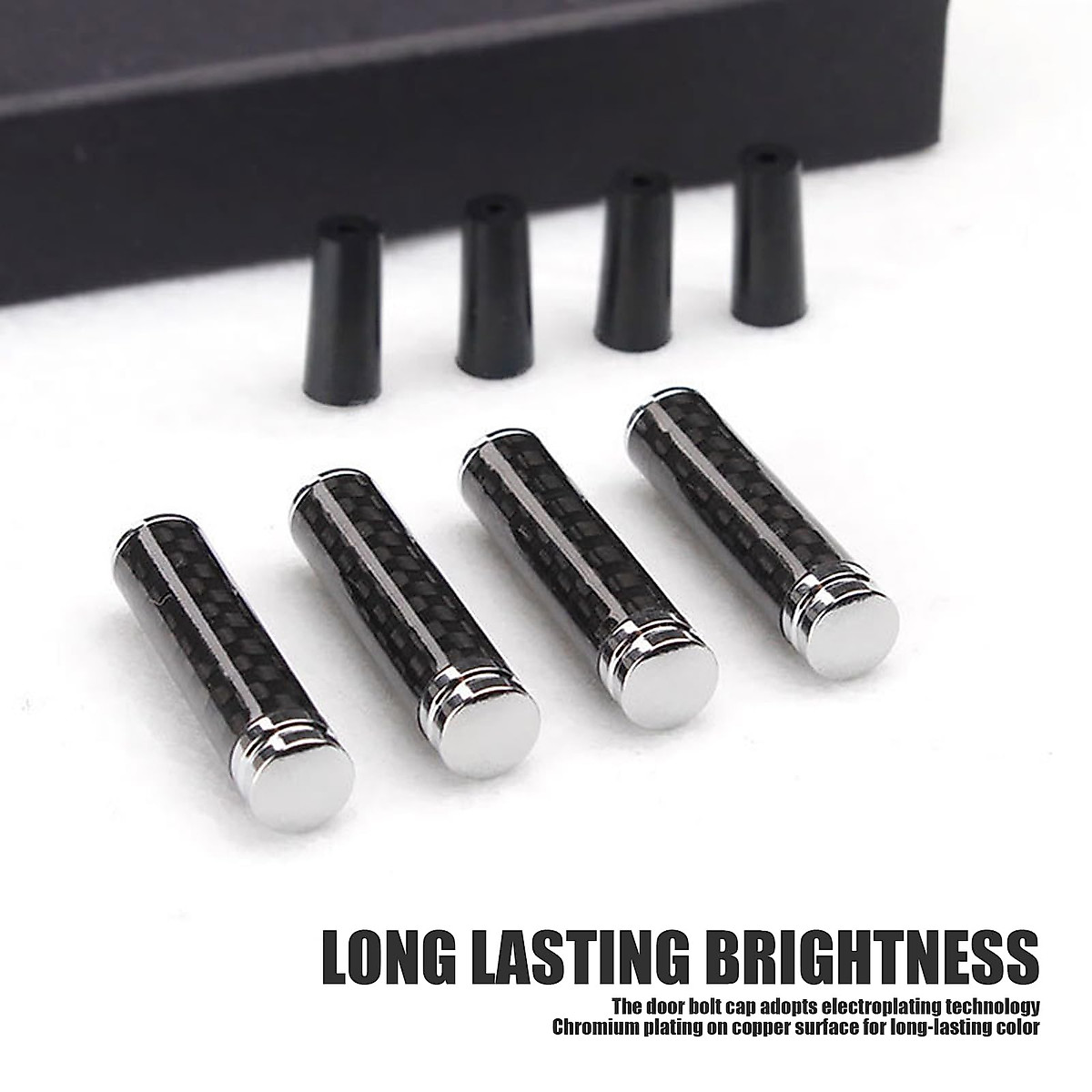 Hawyet 4 PCS Automobile Door Lock Knobs, Carbon Fiber Vehicle Door Pull Pins, Door Bolt Decorative Modification Covers, Car Interior Products, for Most Cars, Trucks and Van (Carbon Fiber)