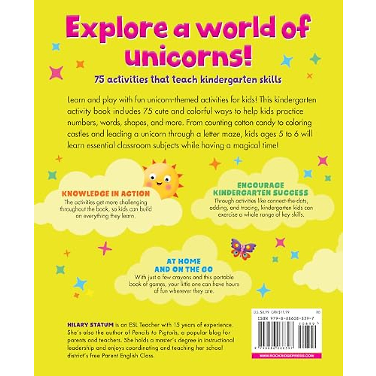 Kindergarten Activity Book Unicorns: 75 Games to Practice Early Reading, Writing, and Math Skills (School Skills Activity Books)