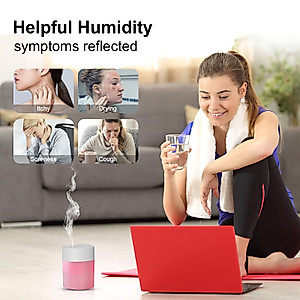 Zqlotxiao Portable Diffuser Humidifier - USB Cute Humidifier, Mini Air Humidifiers, Cool Mist Diffuser for Desk Baby Bedroom, Whisper Quiet & 2 Spray Modes, 400ml Water Tank