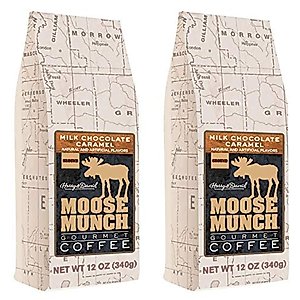 Moose Munch Gourmet Ground Coffee by Harry & David, 2/12 oz bags (Milk Chocolate Caramel)