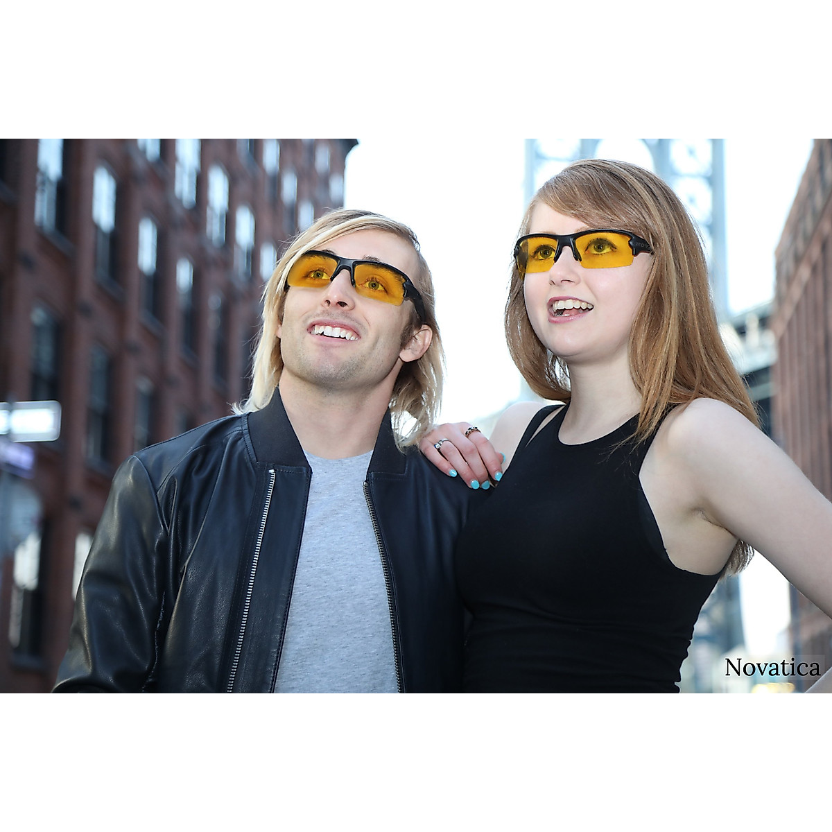 NOVATICA Night Driving Semi Polarized TAC Glasses – Yellow Clear Lens - UV Protection - Men & Women with Accessories