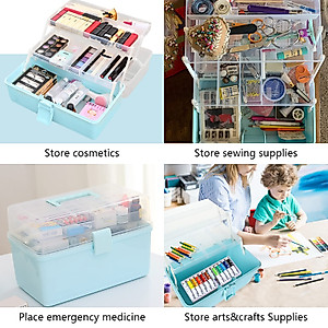 3-Layers Plastic Portable Storage Box with Tray, Craft Supply Box with Handle, Arts and Crafts Case, Sewing Supplies Organizer, Multifunctional Storage Box for Medicine, Perfect for Home Office