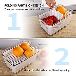 Fruit Containers for Fridge, 3 Pack Vegetable Fruit Container Storage, BELIBUY Fresh Produce Saver Containers BPA Free Fridge Food Storage Containers with Strainers and Vents, White
