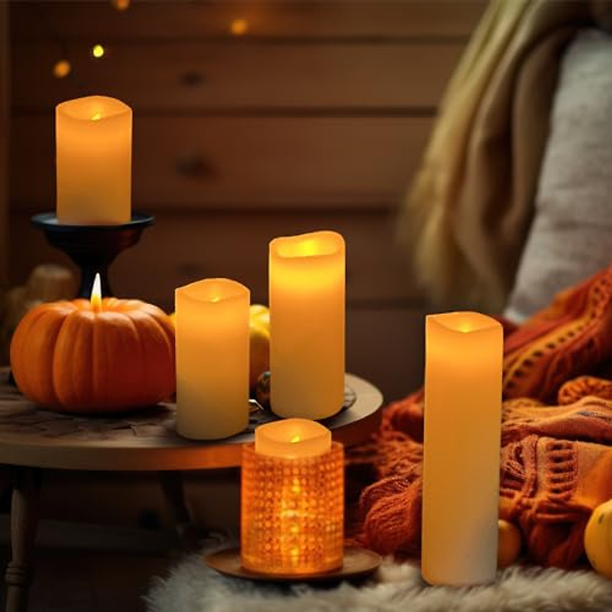 Baleid Flameless Candles Battery Operated 4" 5" 6" 7" 8" 9" Set of 9 Ivory White Real Wax Pillar LED Candles with Remote Control, Cycling 24 Hours Timer