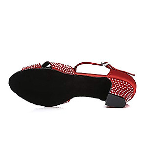 Pierides Women's Rhinestone Ballroom Dance Shoes Latin Salsa Performance Wedding Dance Shoes,2" Heel,6.5 US