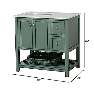 Kitchen Bath Collection 36-inch Bathroom Vanity: Engineered Carrara/Sage Green (Fully Assembled, Includes Sink, Furniture-Grade Construction, Soft-Close Hinges)