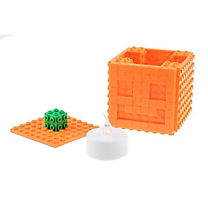 Strictly Briks Compatible with Lego 3D Toy Building Bricks & Blocks, Light Up Mini Cube Jack-O-Lantern, 79 Pieces with LED Light, Halloween Brick Construction Set, Compatible with All Major Brands