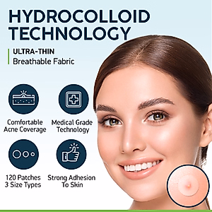 NUVADERMIS Acne Pimple Patches - Dark Spot, Blemish, Zit Treatment - 54% Hydrocolloid Dot Stickers - Hyaluronic Acid, Salicylic Acid, Vitamin A, Tea Tree Oil - FSA HSA Approved Products - 120 Pack