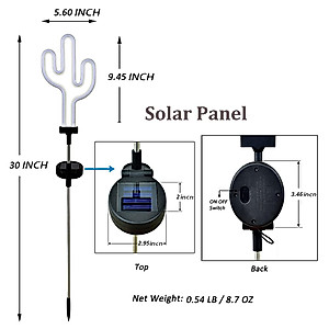 Bannad Solar Garden Stake Lights Outdoor Pathway Light for Lawn Patio Yard Walkway Neon Green Cactus Lighting, 2 Pack