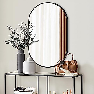 NUTTUTO 17''x30'' Black Oval Mirror, Oval Bathroom Mirror, Walll Mirror Oval, Wall Mirror for Bathroom, Livingroom, Vanity, Entryway, Hallway, Hang Vertical & Horizontal