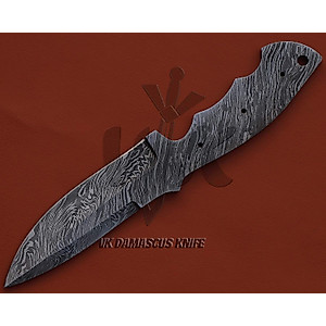 Damascus Steel Blank Blades for Knife Making Supplies, Full Tang Handmade 9 inch Damascus Hunting Knife Blank JNR 4055