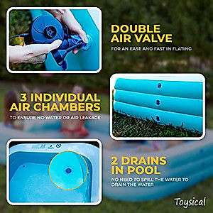 Toysical Inflatable Pool for Kids and Adults with Pump - 118 x 72 x 22 - More Durable Than Other Blow up Pools for Adults - Includes Patches