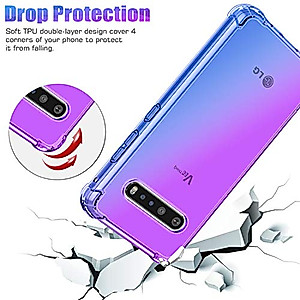 Gufuwo Case for LG V60 Thinq, for LG V60 Thinq 5G Cute Case, Gradient Slim Anti Scratch Soft Clear TPU Phone Case Cover Shockproof Case for LG V60 Thinq (Purple/Blue)