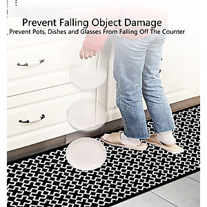 WENLION Kitchen Rug Non Skid Absorbent Kitchen Mat Washable Anti Fatigue 2PCS Set 15 inchx23 inch+15 inchx63 inch