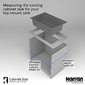 Karran QT-712 Drop-In Quartz Composite 33 in. 1-Hole Single Bowl Kitchen Sink Kit in Grey