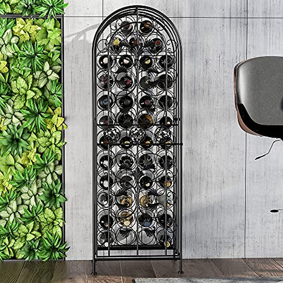 HOMCOM 45-Bottle Modern Wine Organizer Decorative Portable Wrought Iron Wine Rack Jail