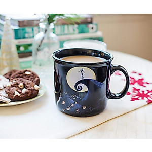 The Nightmare Before Christmas Jack Skellington On Spiral Hill Ceramic Camper Mug | Themed Casual Drinkware For Coffee, Tea, Hot Cocoa | Holds 20 Ounces