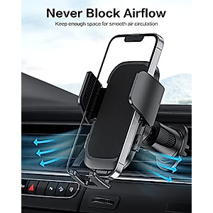 OMOTON Car Phone Holder Mount for Car Air Vent [Metal Clip], Cell Phone Holder Car Hands Free Cradle in Automobile, 360° Adjustable Cellphone Vent Clamp Fit for iPhone 14 13, All Smartphones, Black