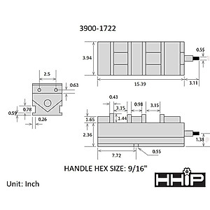 HHIP 3900-1722 Twin Lock CNC Milling Vise, 4" Jaw Width (Pack of 1)