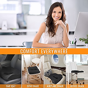 DiffCar Upgraded Seat Cushion for Coccyx Sciatica Tailbone Pain Relief, Car Seat Cushion for Car & Truck Driver, for Short People, for Office Chair,Wheelchair,Plane, Car Accessorie (non-medical)