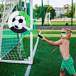 Deekin 3 Pcs Soccer Ball piñata Set Include piñata with Stick Eye Mask Soccer Ball piñata for Kids Music Science School Sports Bridal Shower Birthday Party Decorations Supplies