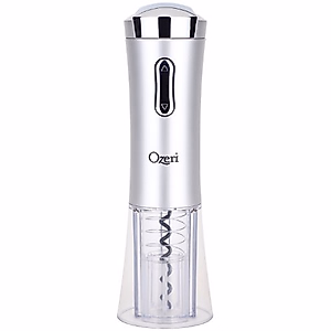 Ozeri Nouveaux Electric Wine Opener with Removable Free Foil Cutter, Refined Silver