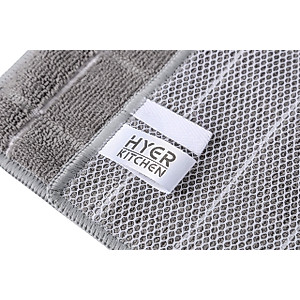 HYER KITCHEN Microfiber Kitchen Rags, Cleaning Cloth for Dishes, All-Purpose - Absorbent and Lint Free Household Dish Rags with Scrub Side, 6 Pack Size 12” X 12”