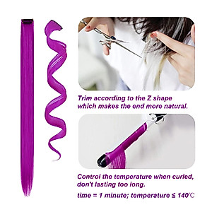 7 Pcs Colored Clip In Hair Extensions 20 Inches Multi-Colors Straight Hair Clip In Synthetic Hair Extensions For Women Girls Kids Gift Synthetic Hairpieces Can Be Hot Water Curl (20 Inch, 7 colors)