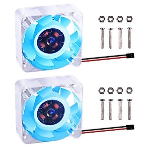GeeekPi 2pcs Quiet Pi Cooling Fan 40x40x10mm, 4010 Fan DC 5V 3.3V Brushless CPU Cooler Radiator for Raspberry Pi 4 Model B, 3B+/3B/2B (Blue)