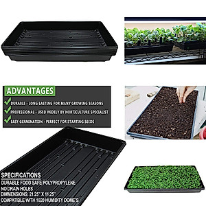 Yield Lab 10 x 20 Inch Black Plastic Propagation Tray – Hydroponic, Aeroponic, Horticulture Growing Equipment (5, Dome and Tray)