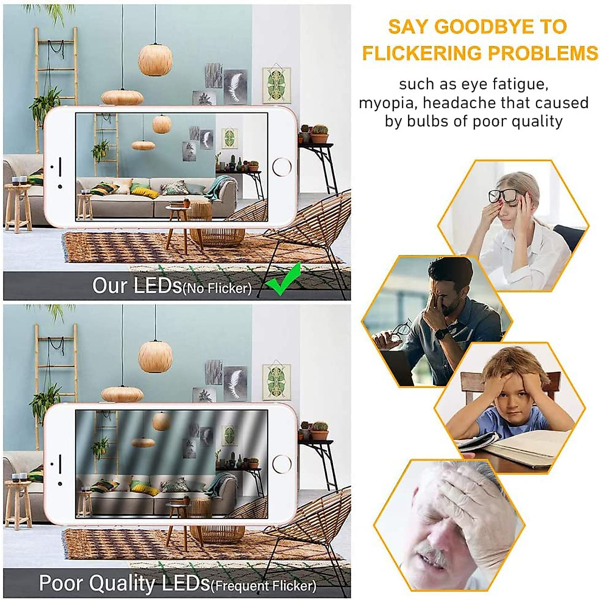 KINDEEP E26 LED Bulbs, 150W-200W Incandescent Bulb Equivalent, 23W, A21 LED Light Bulbs, 2500 Lumens, Not-Dimmable 6 Pack Daylight White 5000K