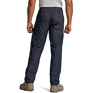 CQR Men's Ripstop Work Pants, Water Resistant Tactical Pants, Outdoor Utility Operator EDC Straight/Cargo Pants, Straight Police Navy, 44W x 30L