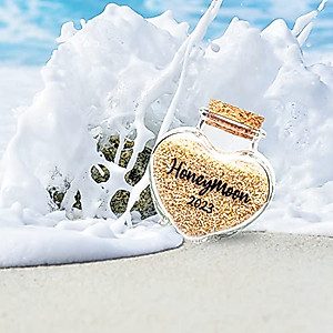 Honeymoon Sand Keepsake Jar 2023，Bridal Shower Gift, Wedding Gift, Engagement Gift, Honeymoon Gift, Travel Gift for Couples, Newlywed, Fiance(Gift Box Includes) - 40ml Glass - Heart Shape Card