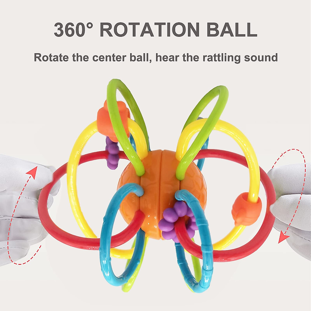 Yiosion Baby Teething Toys for Babies 0-6-12 Months, Baby Rattle Sensory Teether Toy 3-6 Months Teethers for Babies 0-6 Months Baby Sensory Infant Gift Toys for Newborn Baby