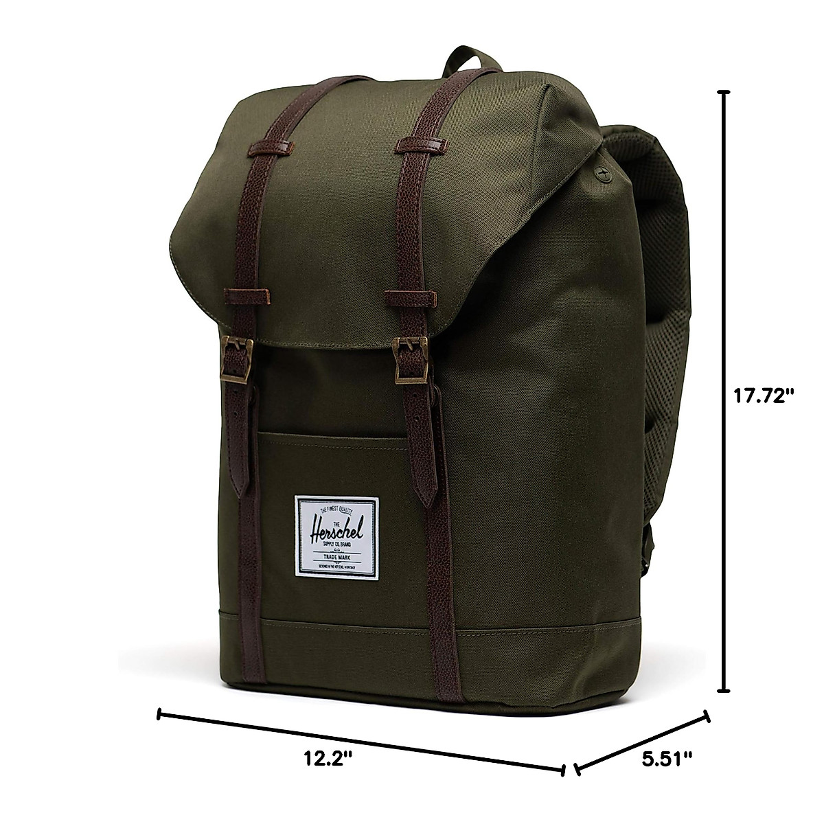 Herschel Retreat Backpack, Ivy Green/Chicory Coffee, Classic 19.5L